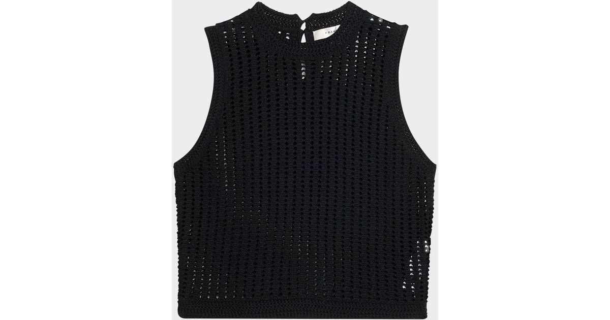 FRAME The Crochet Tank Top in Black | Lyst