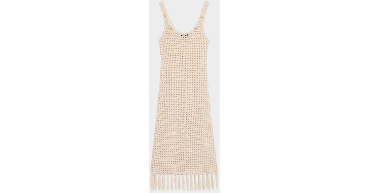 Generation Love Gia Embellished Crochet Fringe Midi Dress in Natural | Lyst