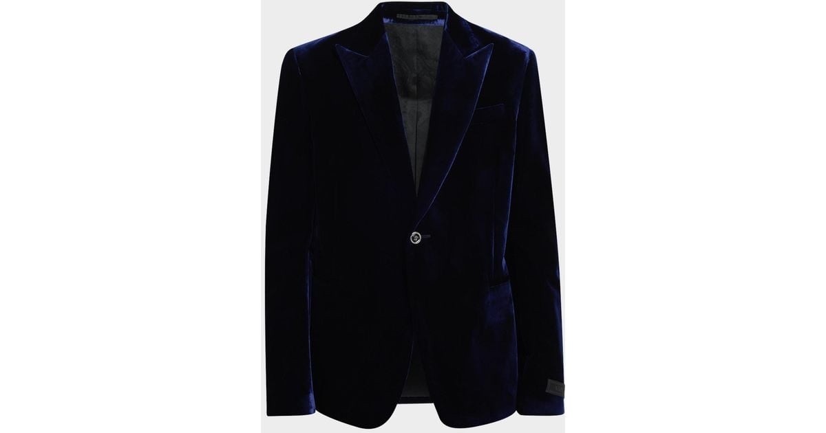Versace Liquid Velvet Dinner Jacket in Blue for Men | Lyst