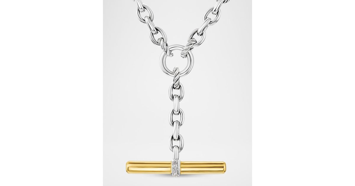 David Yurman Mercer Petite Toggle Necklace With Diamonds in White | Lyst
