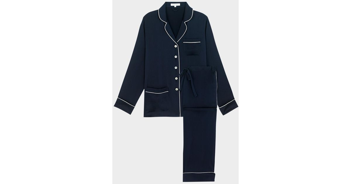 Olivia Von Halle Coco Straight-Leg Silk Satin Pajama Set in Blue | Lyst