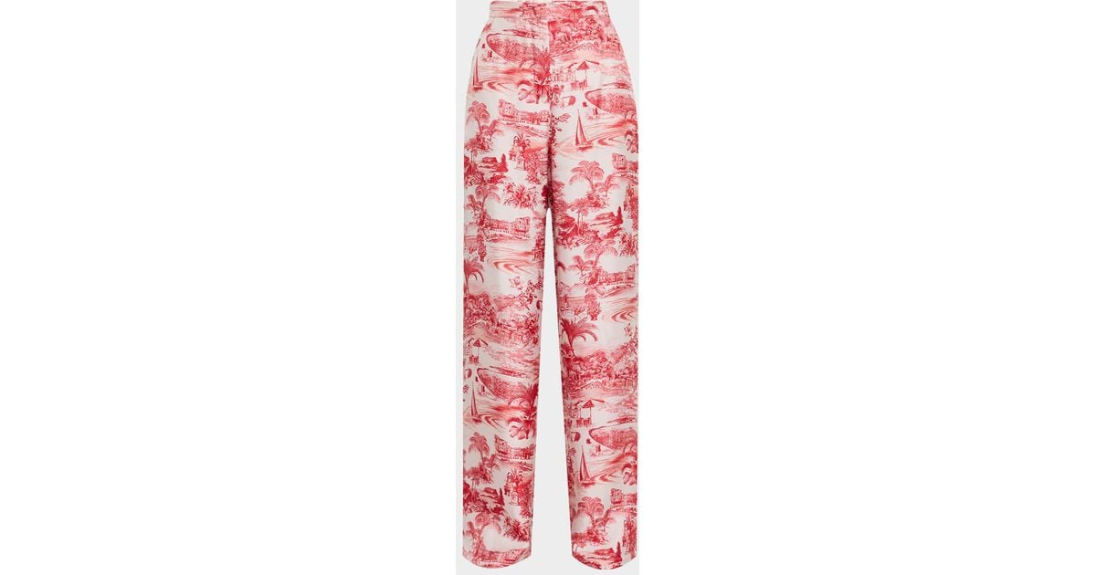 Max Mara Zeus High-Rise Toile Pants in Red | Lyst