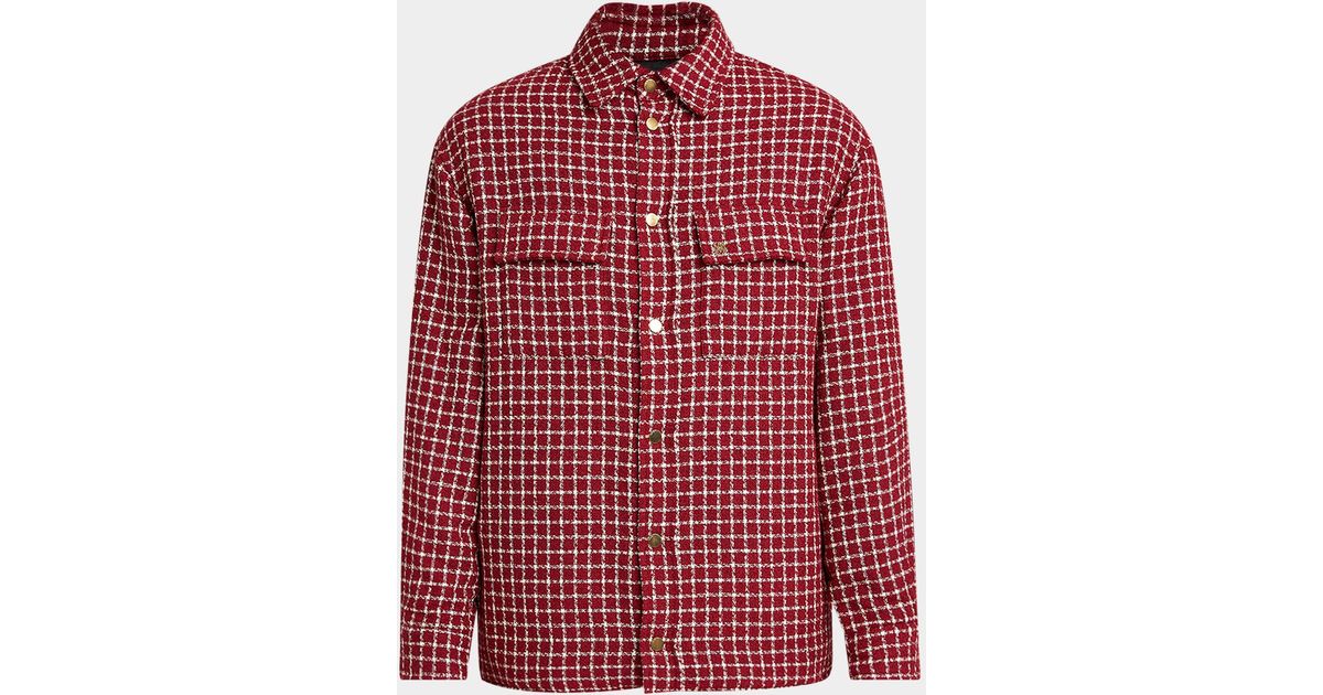 Amiri Boucle Padded Overshirt in Red for Men | Lyst