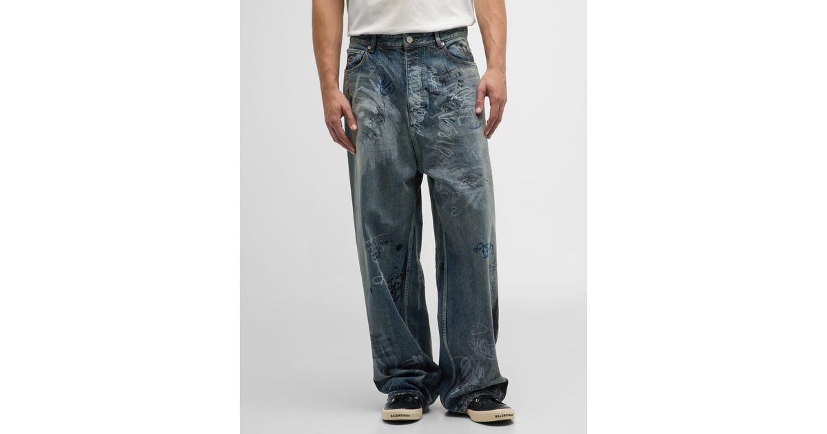 Balenciaga Graffiti Baggy Pants in Blue for Men | Lyst Balenciaga Graffiti Baggy Pants in Blue for Men | Lyst