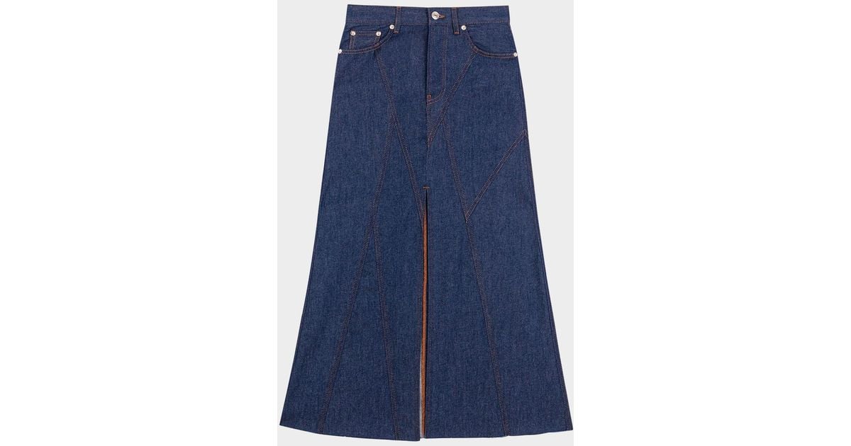 Maje Jerry Denim Maxi Skirt in Blue | Lyst