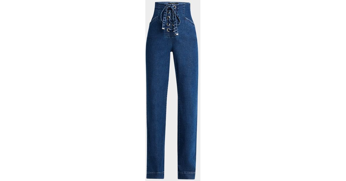 Toccin Birkin Denim Laced-Up Flare Pants in Blue | Lyst