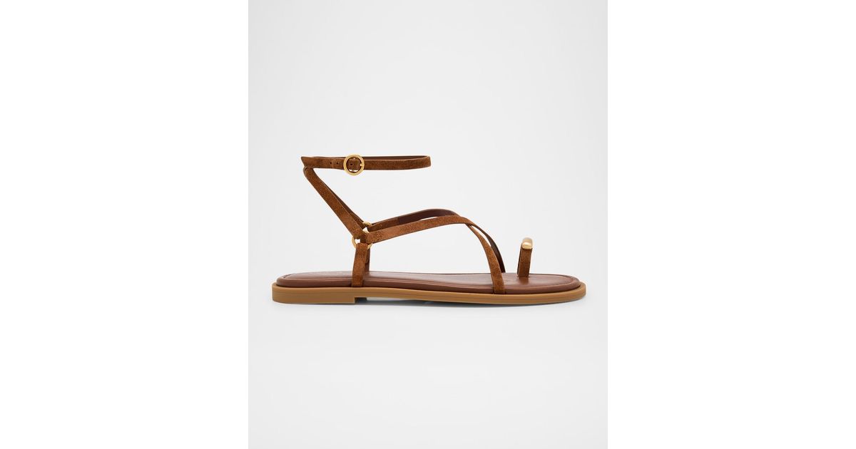 Rag & Bone Suede Geo Strappy Toe-Ring Sandals in Brown | Lyst