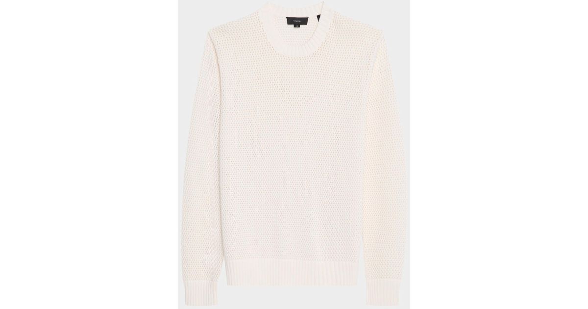 Vince Cotton-Cashmere Mesh Sweater in Natural for Men | Lyst