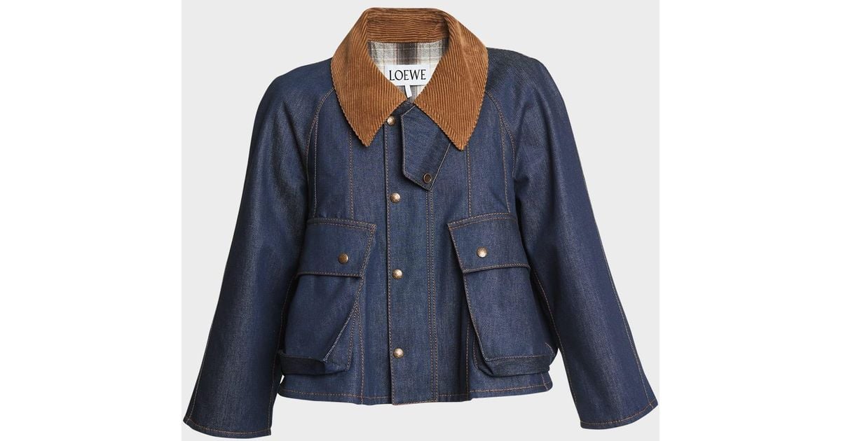 Loewe Collared Denim Trapeze Jacket in Blue | Lyst