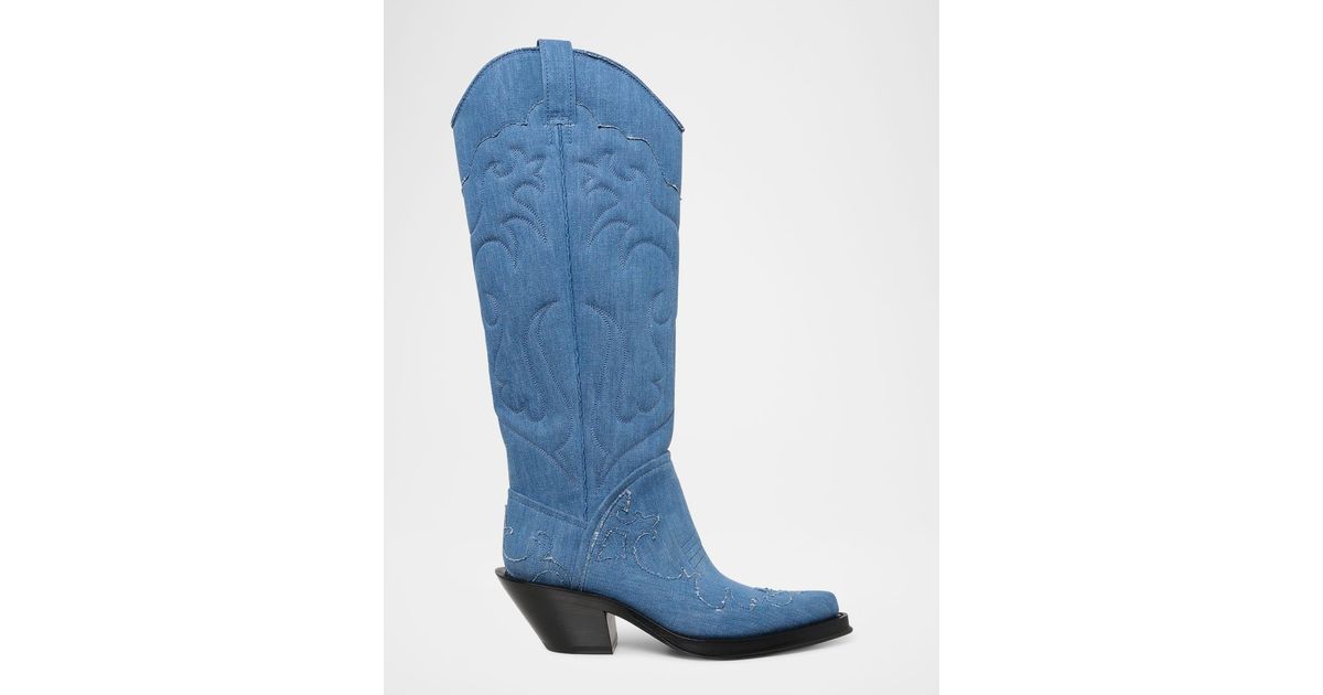 Gabriela Hearst Capitano Tall Denim Cowboy Boots in Blue | Lyst