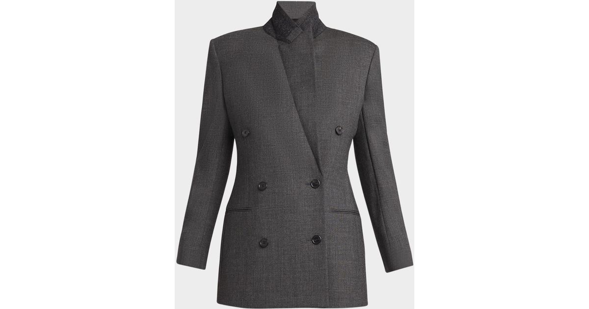 The Row Franny Double-Breasted Wool Jacket in Black | Lyst