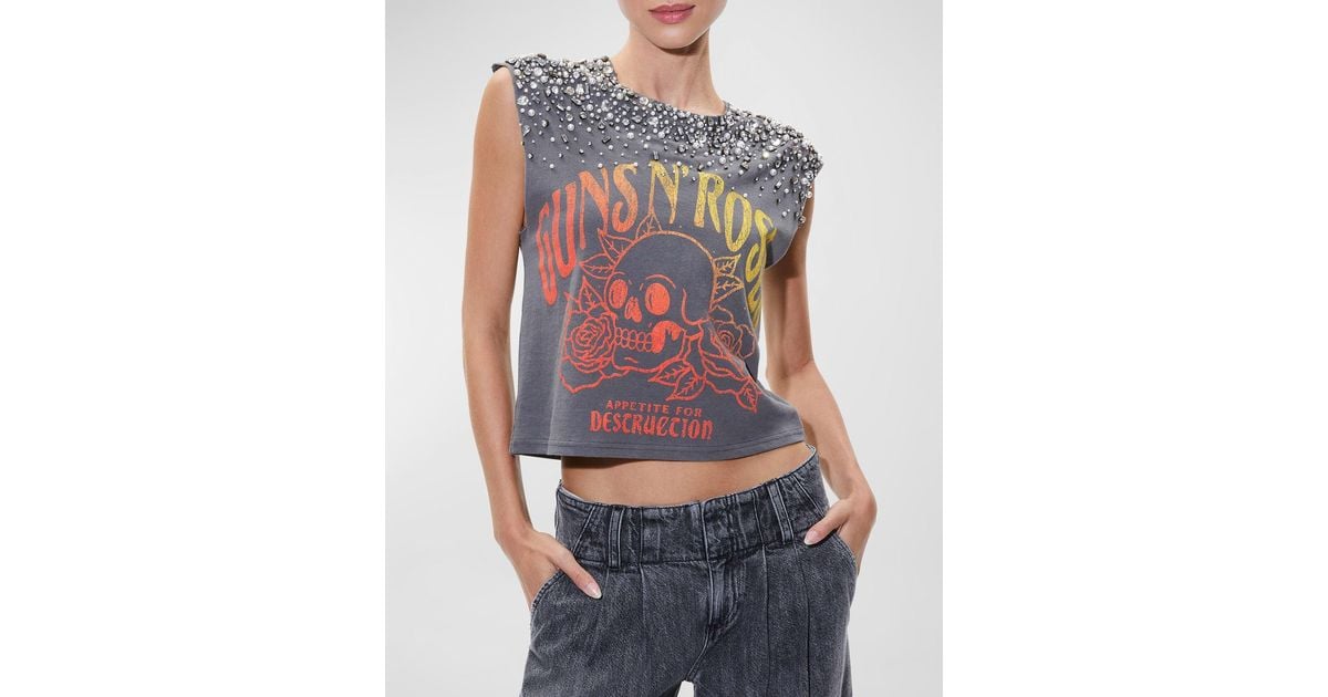 Alice + Olivia Micah Embellished Cropped Muscle Tank in Blue | Lyst