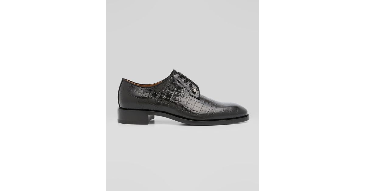 Christian Louboutin Chambeliss Red Sole Leather Derby Shoes in Black ... Christian Louboutin Chambeliss Red Sole Leather Derby Shoes in Black ...