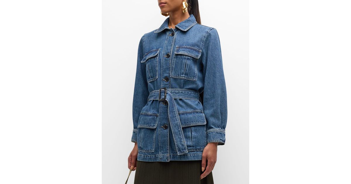 FRAME Denim Safari Jacket in Blue | Lyst