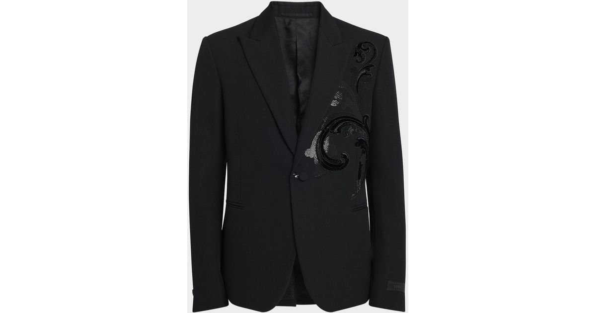 Versace Barocco Leaf Embroidered Dinner Jacket in Black for Men | Lyst