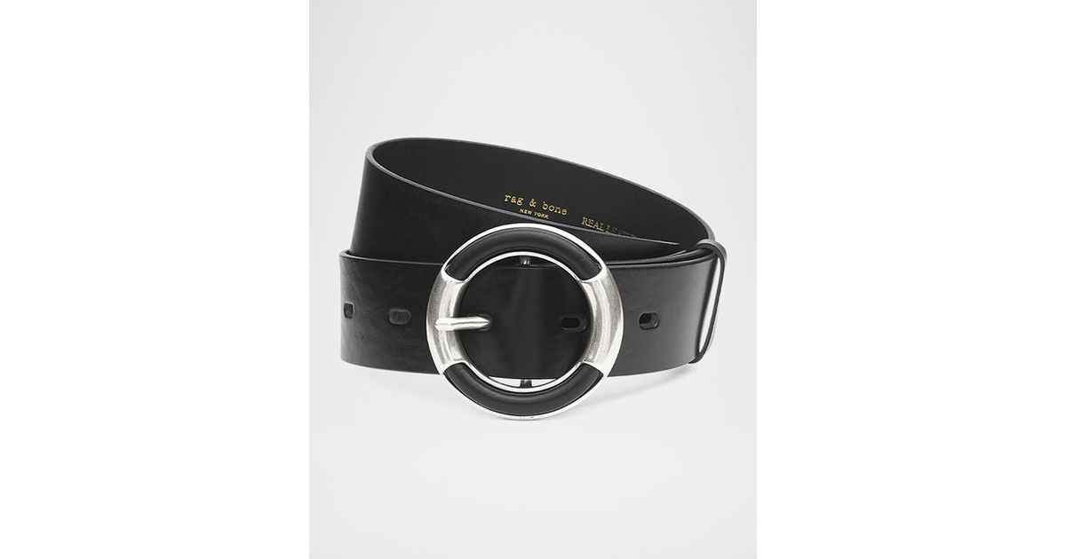 Rag & Bone Marina Wide Leather Belt in Black | Lyst