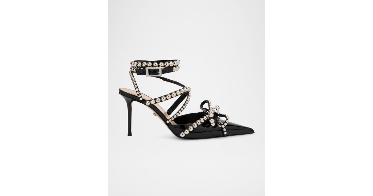 Mach & Mach Dome Stud Bow Patent Leather Pumps in Metallic | Lyst