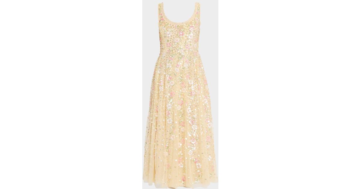Needle & Thread Confetti Floral Sequin Ballerina Maxi Dress in Natural ...