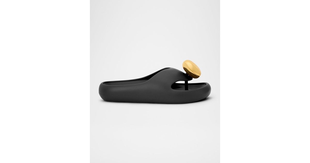 Loewe Pebble Patent Toe-Post Slide Sandals | Lyst