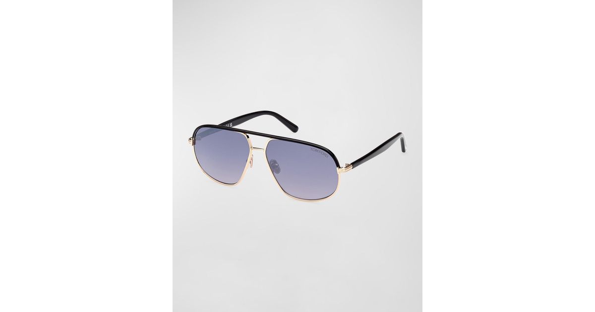 Tom Ford Maxwell Double Bridge Aviator Sunglasses In Blue For Men Lyst