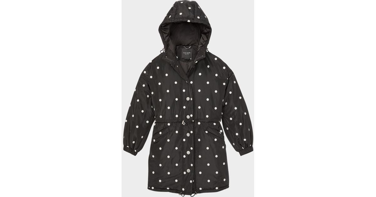 Kate Spade Breezy Dot Oversized Taffeta Anorak Jacket in Black | Lyst