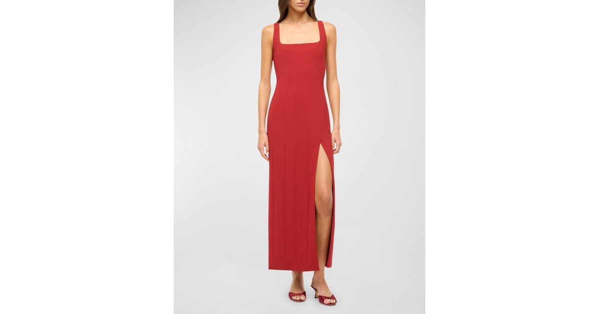 STAUD Sleeveless Column Portrait Midi Dress in Red | Lyst