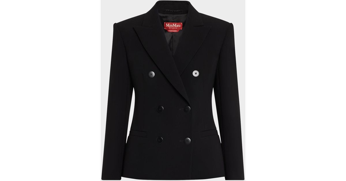 Max Mara Key Double-Breasted Tailored Blazer in Black | Lyst
