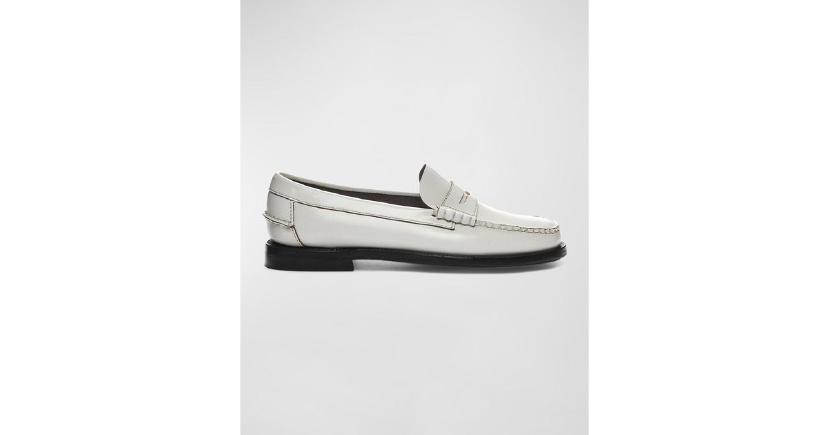 Sebago Dan Leather Penny Loafers in White | Lyst