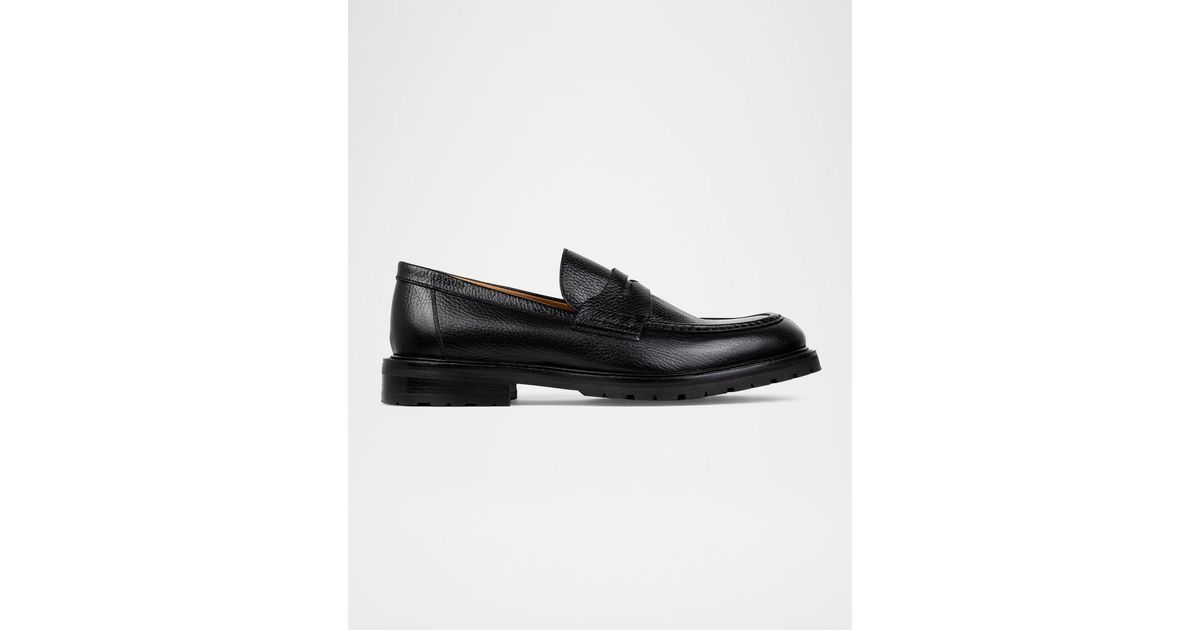 Donald J Pliner Clyde Leather Lug-Sole Penny Loafers in Black for Men ...
