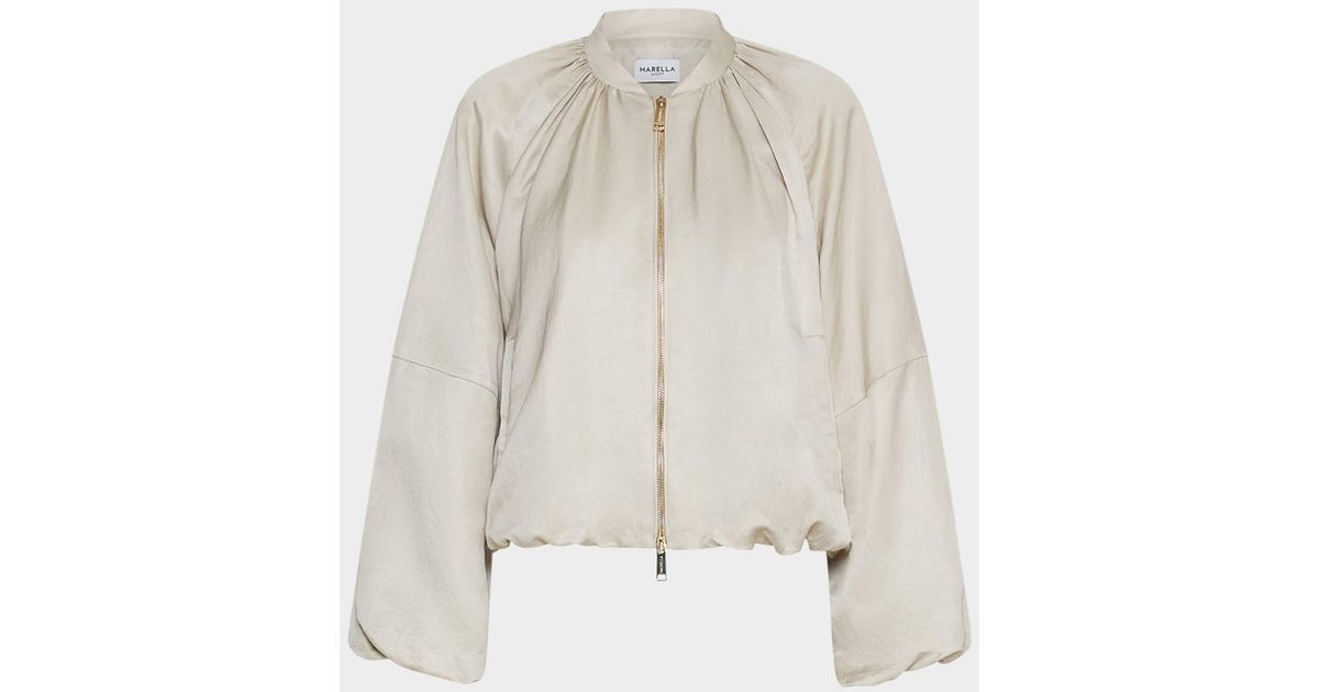 Marella Gilda Blouson Bomber Jacket in Natural | Lyst