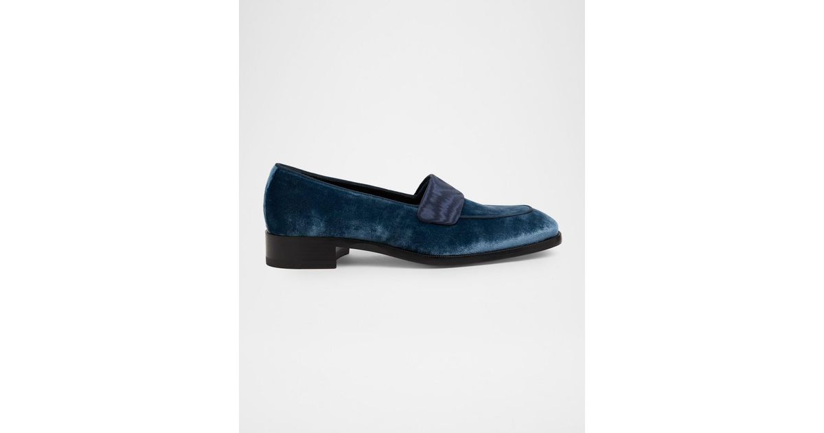 Christian Louboutin O Louvre Velvet Loafers in Blue for Men | Lyst