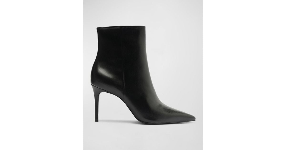 SCHUTZ SHOES Mikki Leather Stiletto Zip Booties in Black | Lyst