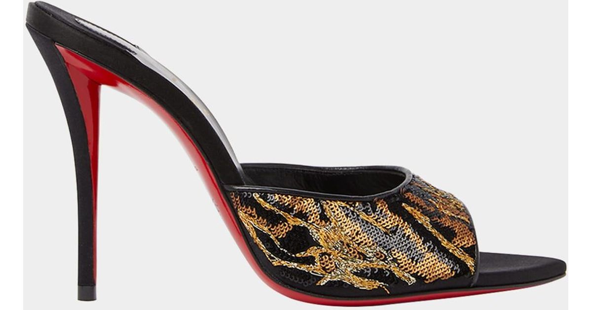 Christian Louboutin Miss Z Sequin Animal Sole Mules | Lyst