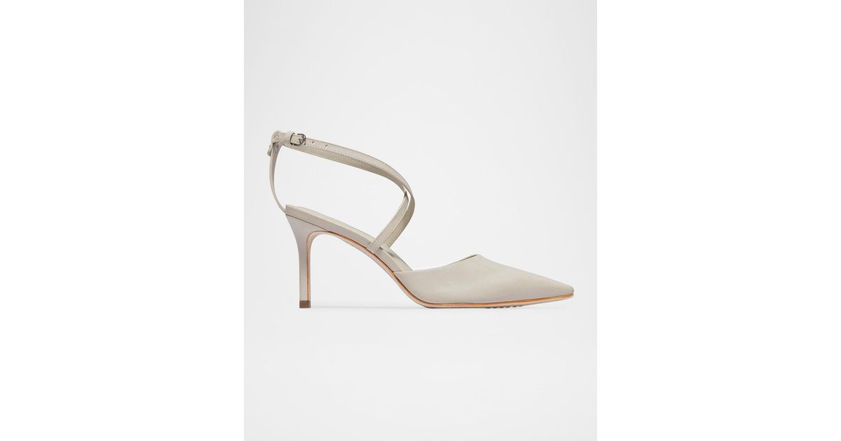 Bernardo Yazmin Leather Crossover-Strap Pumps in Metallic | Lyst