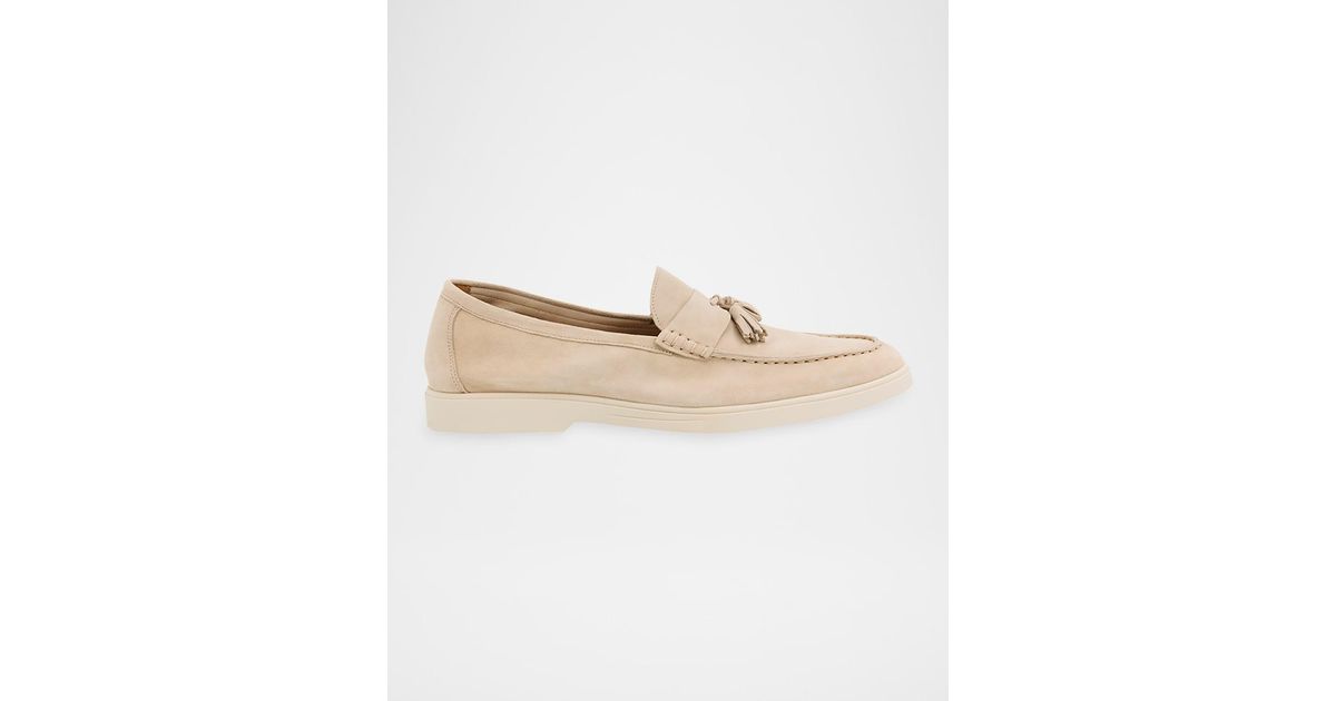 Ron White Jaxon Weatherproof Suede Tassel Loafers in White for Men | Lyst