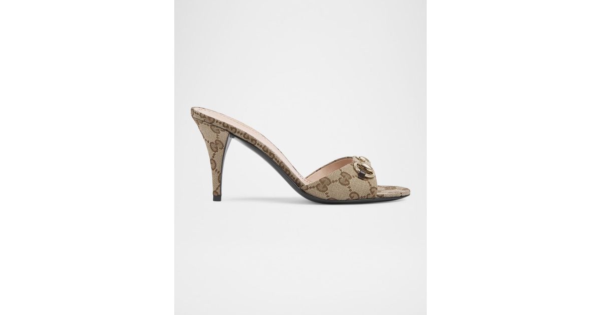Gucci 85Mm Erin Gg Monogram Canvas Mules in Black | Lyst