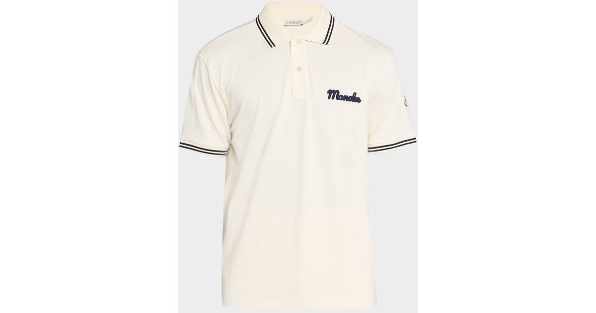 Moncler Apos;S Logo Script Short Sleeve Polo in Natural for Men | Lyst