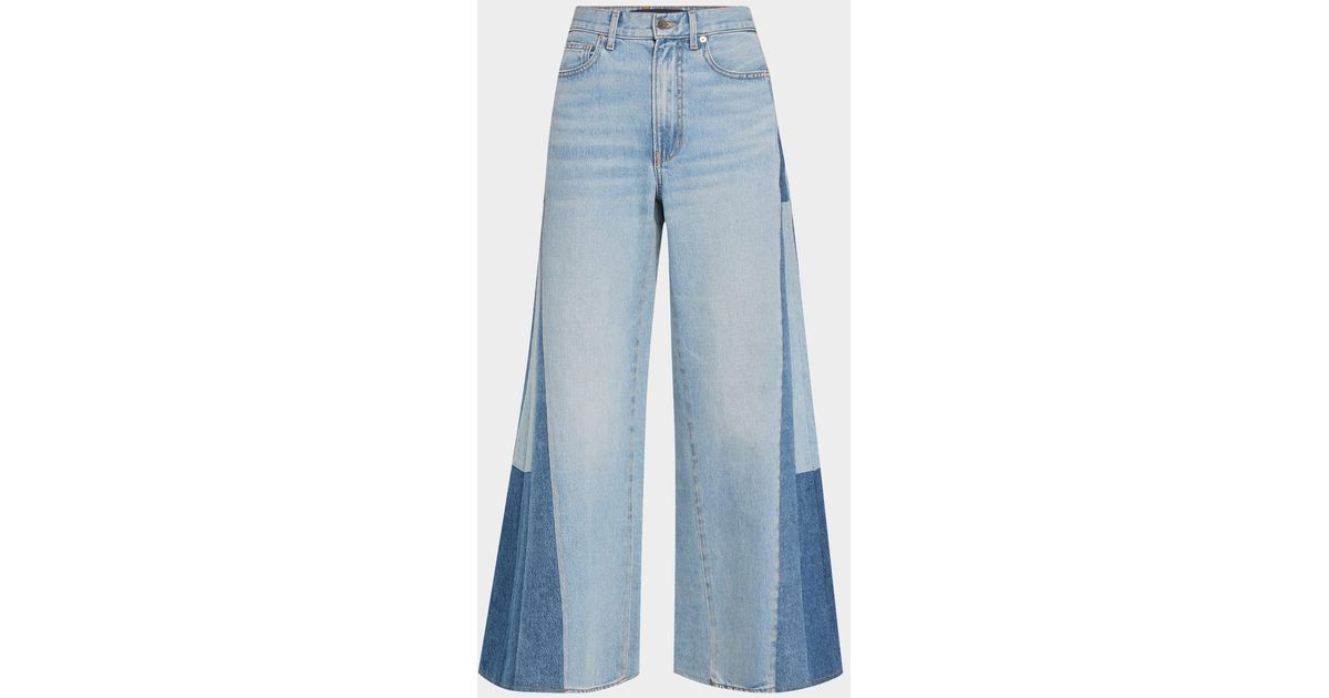 Veronica Beard Vicki Patchwork Wide-Leg Jeans in Blue | Lyst