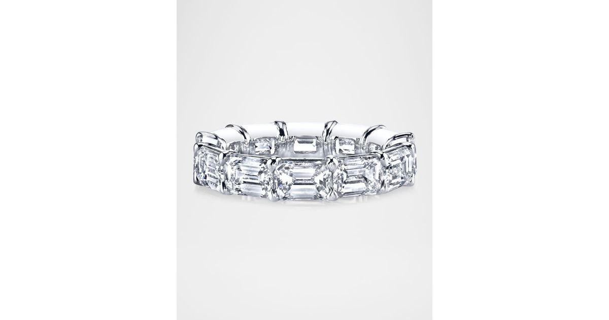 Neiman Marcus 18K Emerald-Cut Diamond Eternity Buttercup Band Ring, 4 ...