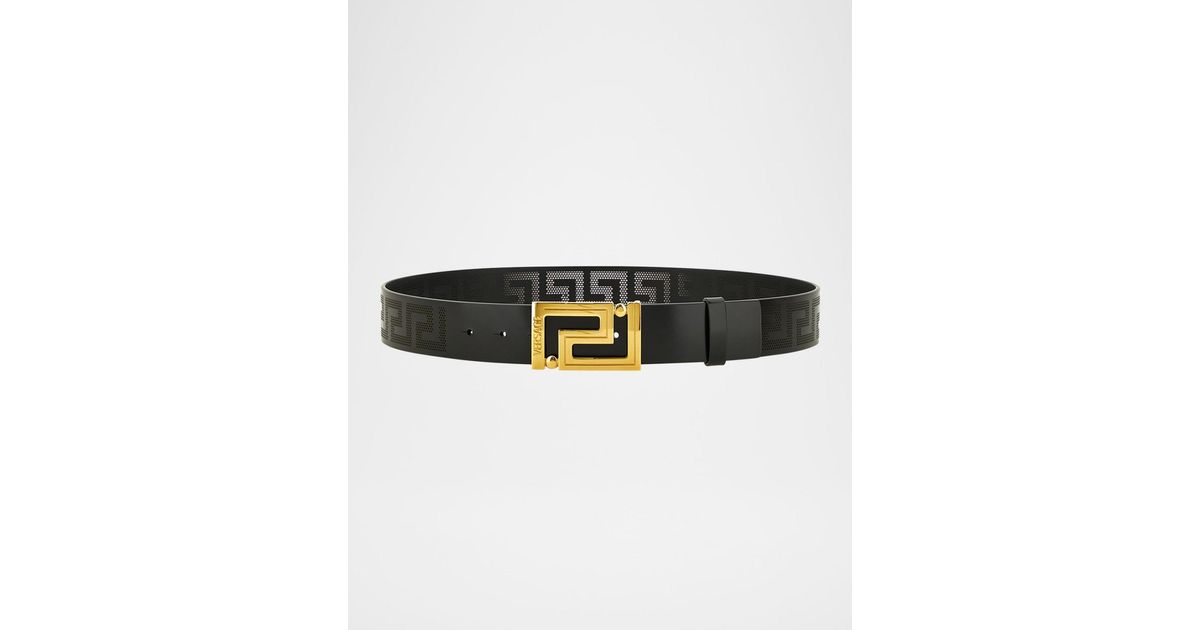 Versace Greek Key Leather Belt for Men | Lyst