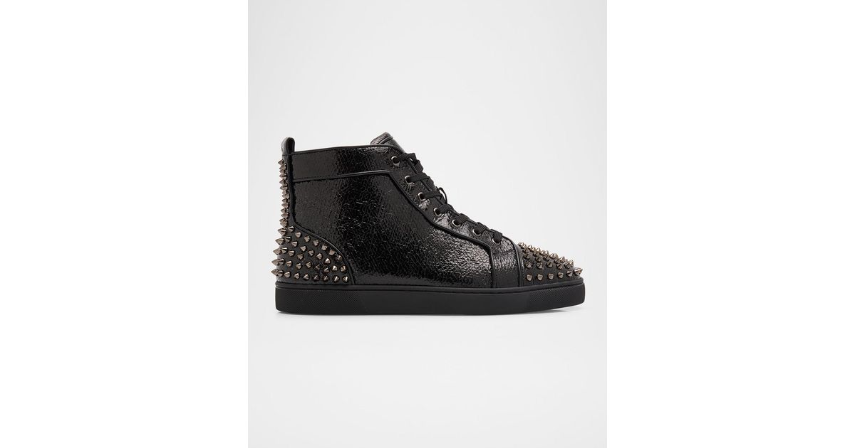Christian Louboutin Lou Spikes 2 Leather High-Top Sneakers in Black for ...