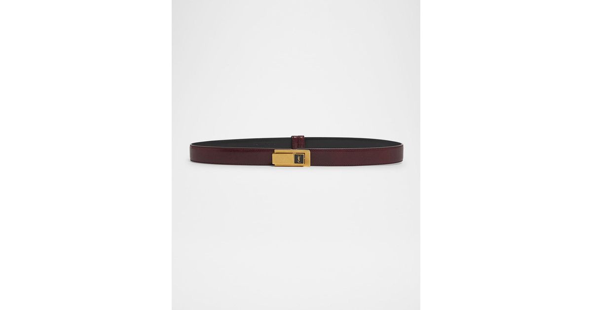 Saint Laurent Ysl Skinny Leather Belt in White | Lyst
