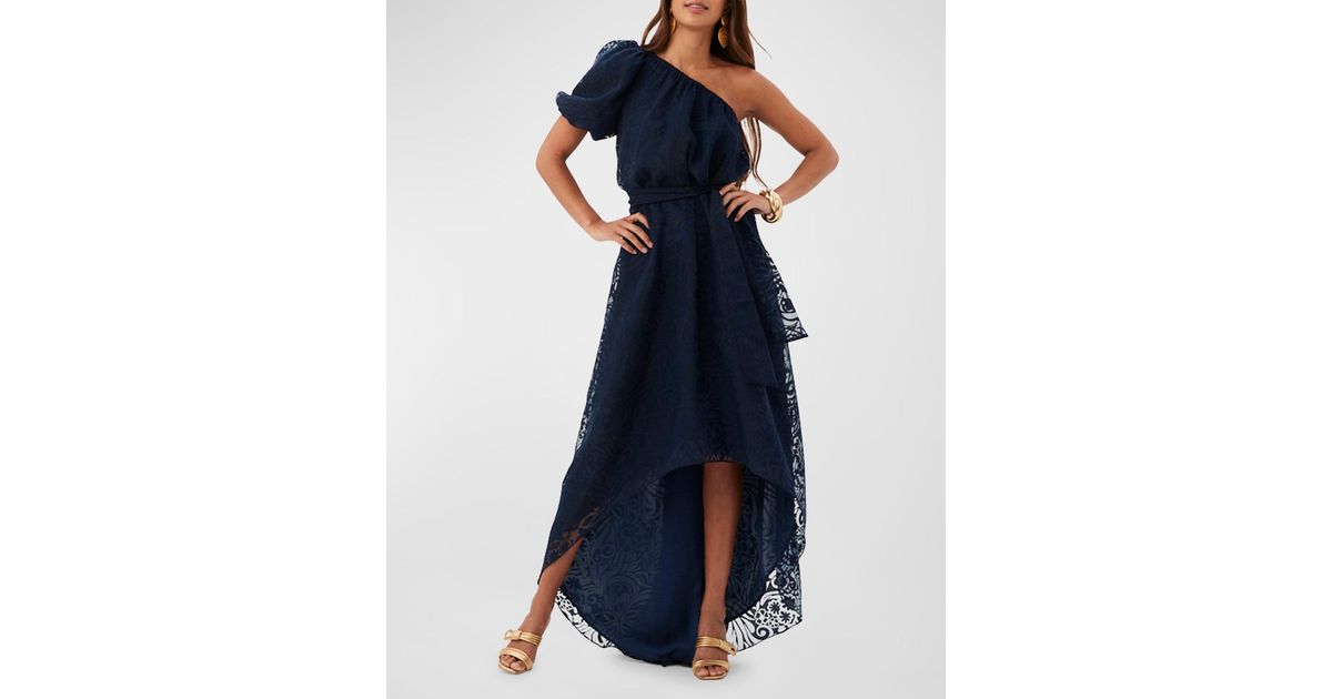 Trina Turk Afloat One-Shoulder High-Low Maxi Dress in Blue | Lyst