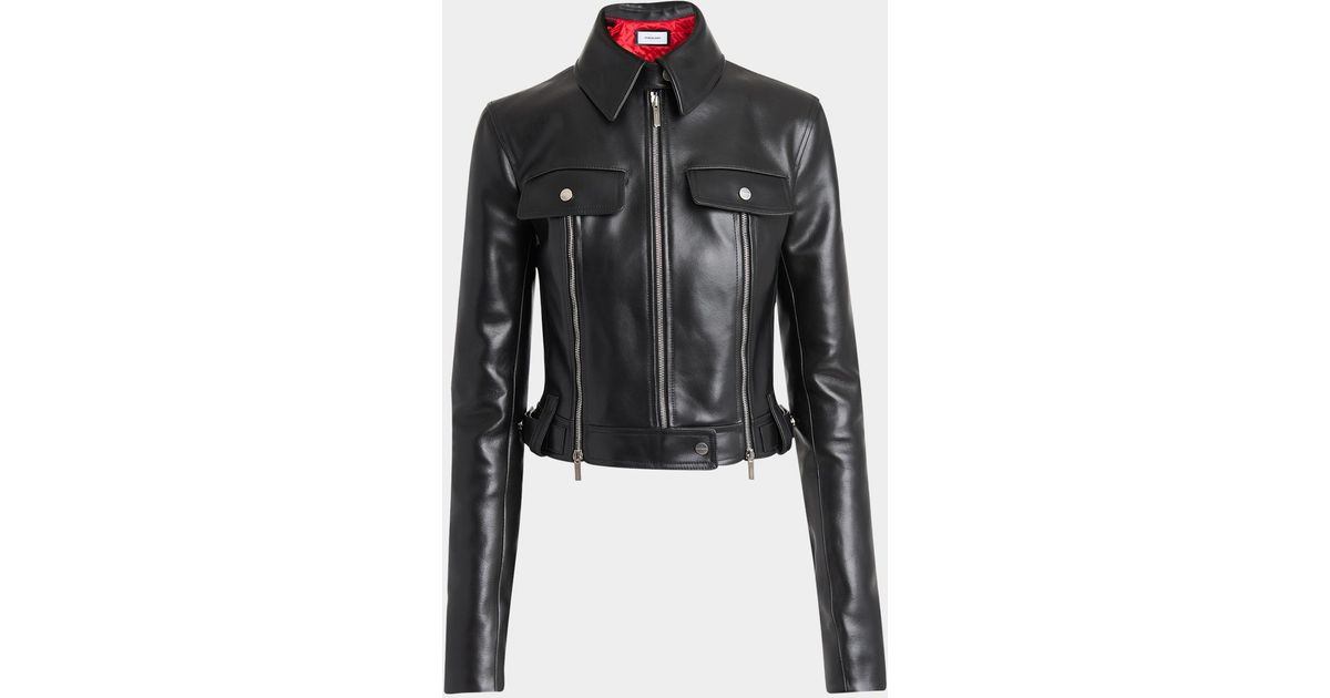 Ferragamo Zipper Leather Trucker Jacket in Black | Lyst