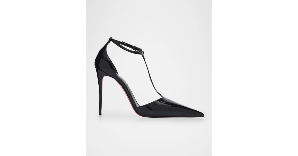 Christian Louboutin 110Mm Kate Max Patent Leather T-Strap Pumps in ...