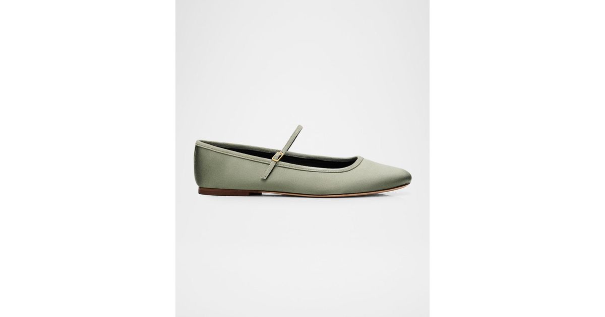 Veronica Beard Ellie Satin Ballerina Flats in Green | Lyst