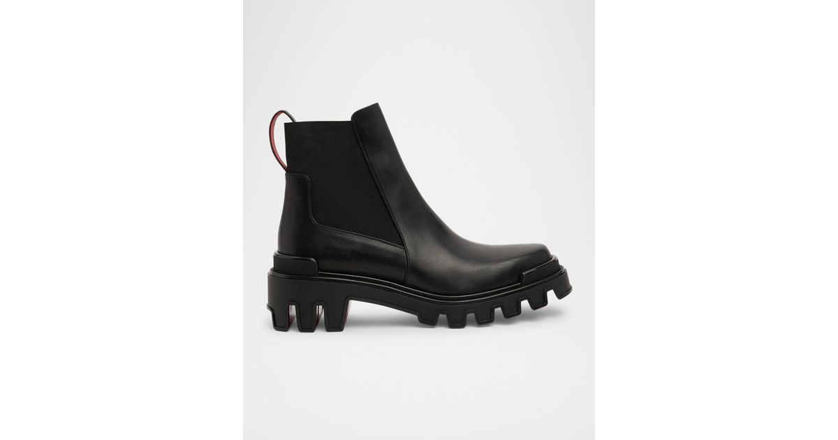 Christian Louboutin Marchacroche Dune Leather Chelsea Boots in Black ...