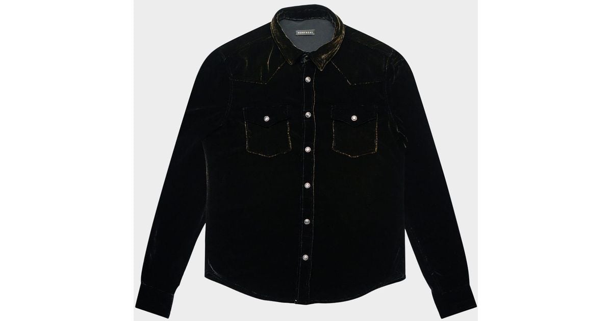 Monfrere Eastwood Velvet Western Shirt in Black for Men | Lyst