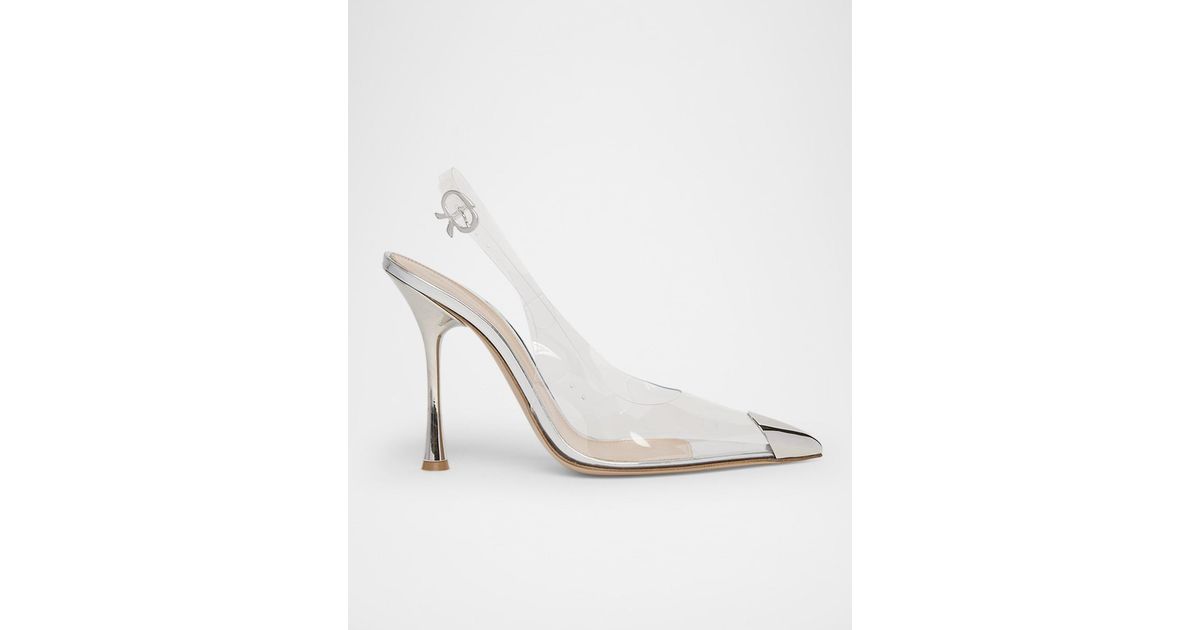 Gianvito Rossi Plexi Metal Cap-Toe Slingback Pumps in White | Lyst