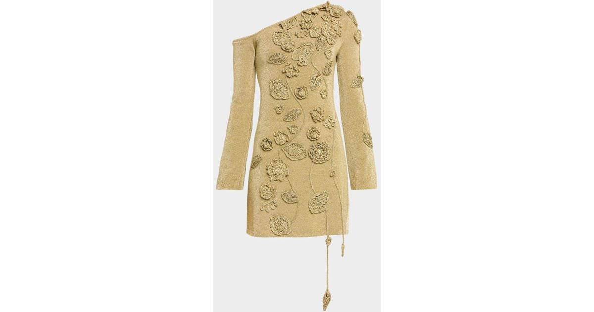 Cult Gaia Kaela Floral Knit Mini Dress in Metallic | Lyst